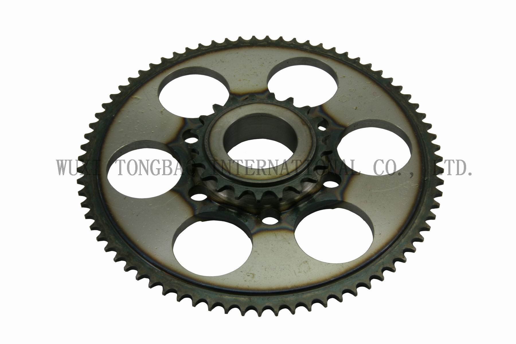 China C45 dual sprocket wheel, 75 teeth & 21 teeth, hardened 52±3 HRC ...